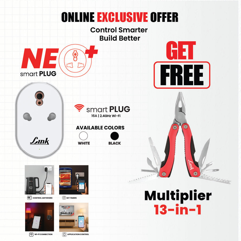 Link Smart NEO+ Wi-fi Smart plug 16A (White) | Get Free 13 in 1 Multip